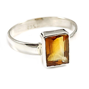 Citrine Gemstone Solid 925 Sterling Silver Silver Band Ring Handmad for Women & Man Gift Item by Goyal Exports SRG198A(US-9.5)