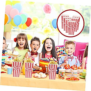 Popcorn Cups Disposable 24 Pcs Popcorn Popcorn Bucket Stripe Paper