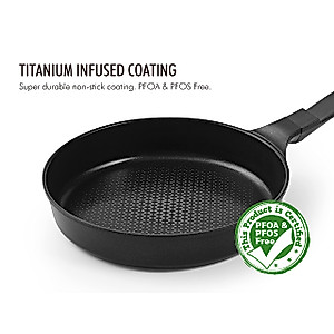 CHEF TOPF Practi Nonstick Frying Pan 12 Inch, Titanium Coating Ultra Non-stick Skillet, PFOA & PFOS Free