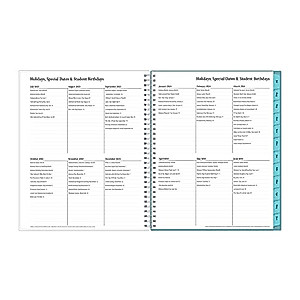 Blue Sky 2023-2024 Academic Year Teacher Weekly and Monthly Lesson Planner, 8.5" x 11", Flexible Cover, Wirebound, Dots (100330-A24)