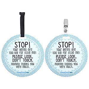 Three Little Tots Two Pack - Blue Boy No Touching Baby Car Seat and Stroller Signs - CPSIA Safety Tested