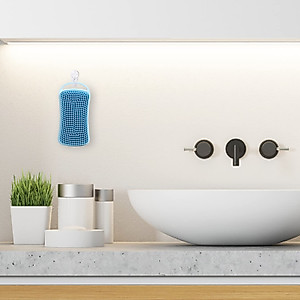 2 Pack Silicone Body Scrubber, 2 in 1 Shower and Scalp Massager Shampoo Brush, Soft Silicone Loofah for Sensitive Skin, Double-Sided Body Brush, Lathers Well, Gentle Exfoliating (Blue,Black)