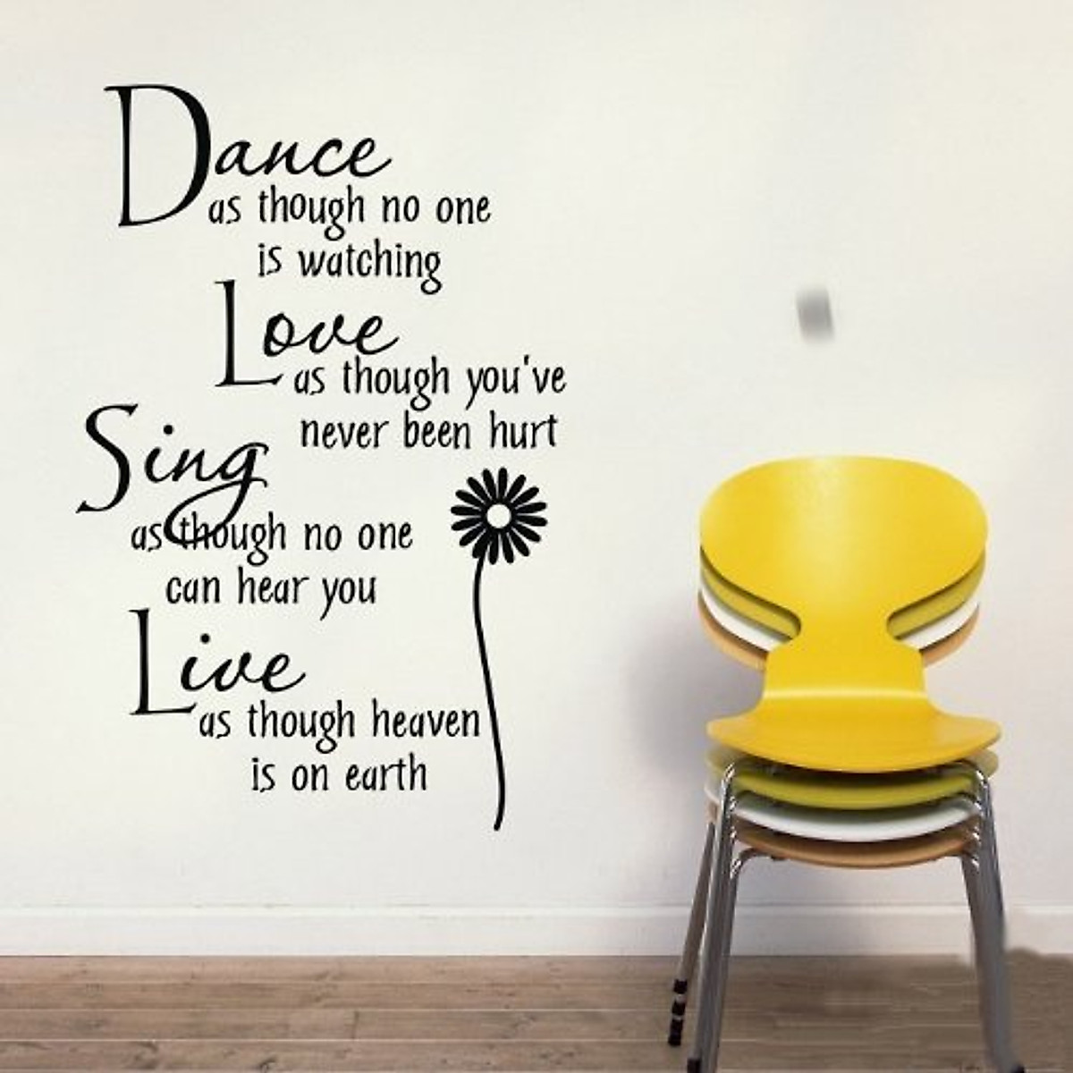 CUGBO Dance Love Sing Live Wall Decal Quotes Removable Vinyl DIY Wall Stickers Home Living Room Art Decor
