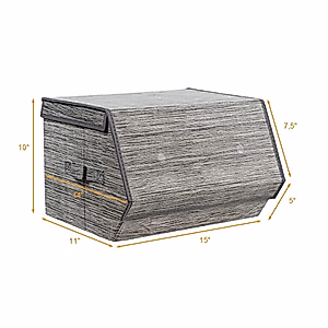 QTIQ Set of 4 Stackable Large Bins Cubes W/Lids Storage Organizers