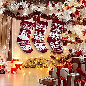 chfine Christmas Stockings,4 Pack 18 Inches Red Large Personalized Christmas Stockings Fireplace Hanging Decorations for Family Holiday Season