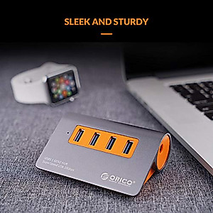 ORICO Powered USB 3.1 Hub, Aluminum 4 Ports USB Data Hub, 10Gbps Super Speed USB Splitter with 12V Power Adapter & 3.3FT Data Cable for Desktop PC, Laptop and More (M3H4-G2)