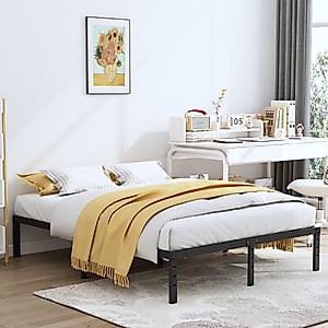 YUSENHEEI 14 Inch California King Size Bed Frame, No Box Spring Needed, Heavy Duty Metal Platform Bed Frame with Large Underbed Storage Space, Noise Free, Easy Assembly, Black