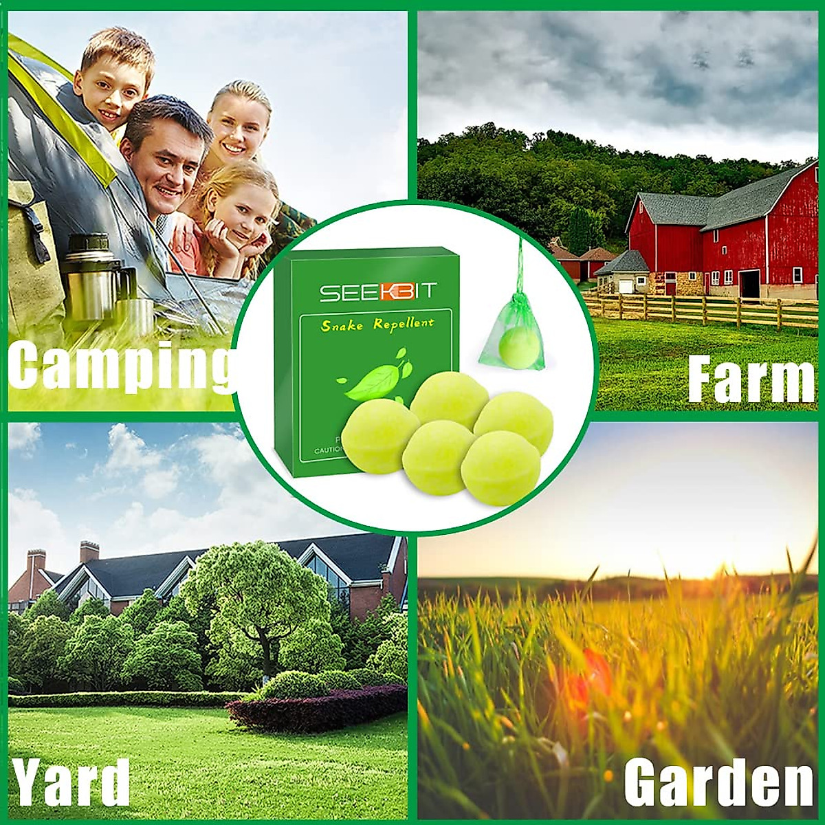 SEEKBIT Snake Away Repellent for Outdoors Indoor, Snake Repellent for Yard Lawn Garden Camping Fishing for Repelling Snakes Rats and Other Pests (5pack)