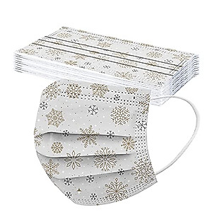 50PC Christmas Disposable Face Mask for Adults,3-Ply Disposable masks with Winter Themed Designs Breathable for Adults (Xmas-4)