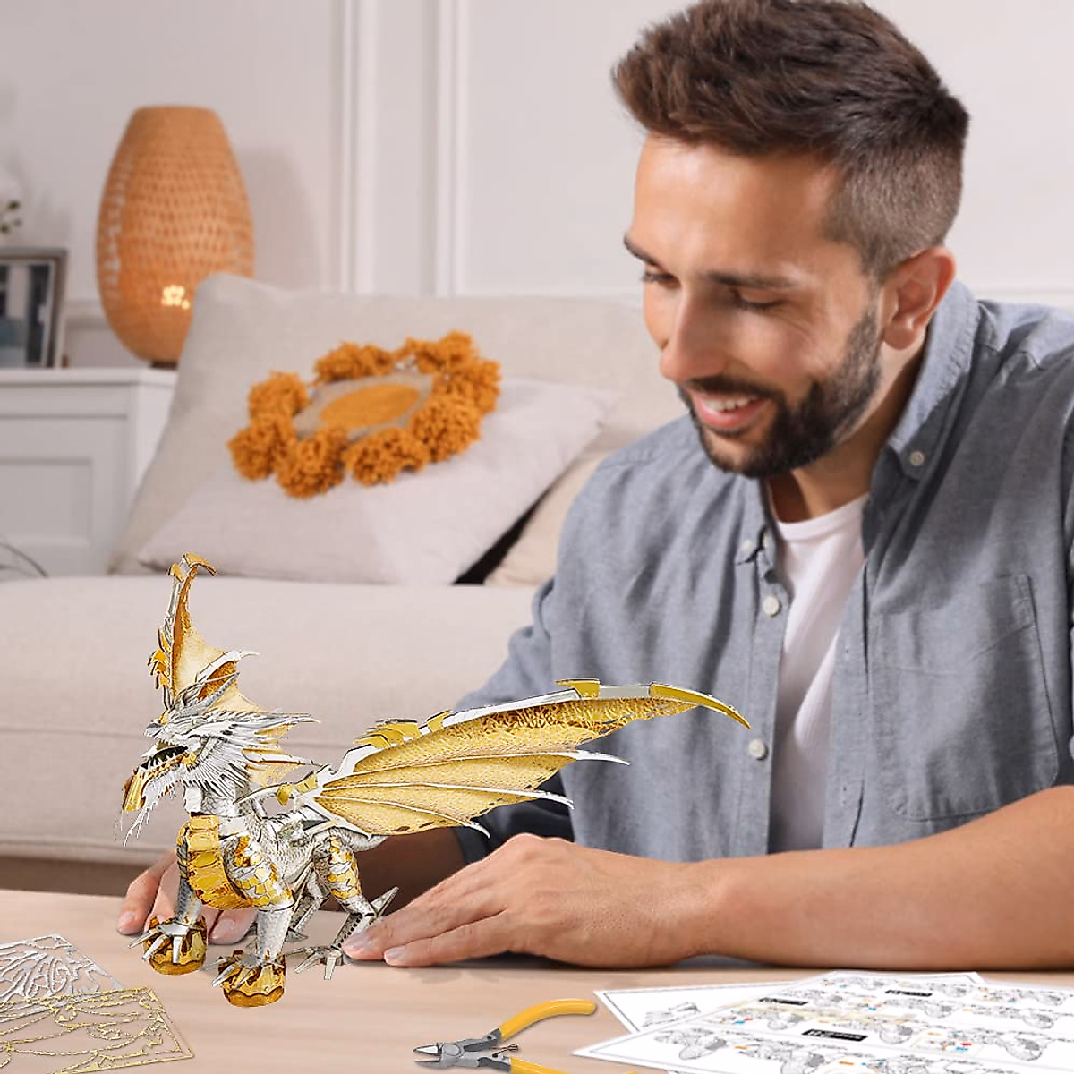 Piececool 3D Metal Puzzles for Adults, Glorystrom Dragon 3D Metal Model Kits, Brain Teaser Puzzles DIY Assembling Crafts for Stress Relief, Great Birthday Gift