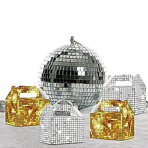 Disco Party Treat Boxes Disco Ball Goodie Boxes Paper Candy Goodie Boxes 70s 60s Disco Dance Party Decorations Disco Treat Boxes for Disco Birthday Wedding Bachelorette Party Decor Supplies 12 Pcs