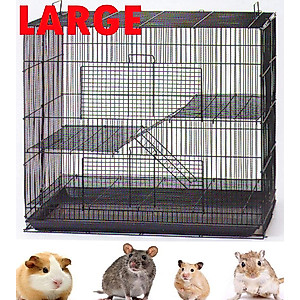30" Large 3-Levels Easy Foldable Chew-Proof Tight Bar Spacing Ferret Chinchilla Sugar Glider Rats Mice Mouse Rodent Hamster Gerbil Hedgehog Small Animal Critter Metal Travel Carrier Cage