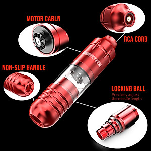 Wormhole Tattoo Kit Tattoo Gun Kit Tattoo Machine Kit for Beginners Tattoo Gun 20 Color Inks Power Supply Tattoo Pen Kit Red