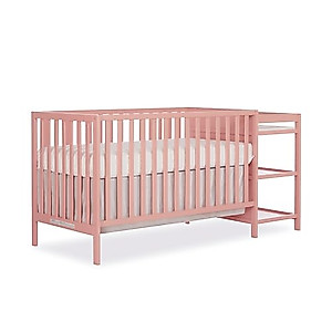 Dream On Me Synergy Convertible Crib and Changer in Dusty Pink with Detachable Changing Table, JPMA Certified, 1” Changing pad