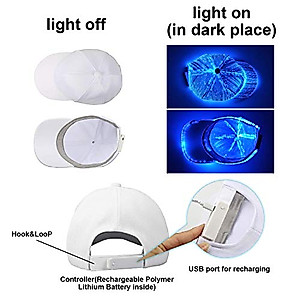 Ruconla Fiber optic cap LED hat with 7 colors luminous glowing EDC baseball hats USB Charging light up caps even party led Halloween cap for event holiday