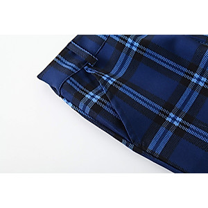 Kimocat Boys’ Plaid Button Down Polyester Casual Dress Shirt Slim Fit +Vest+Pant Outfits (Blue, 1-2T)