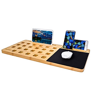 Bookaholic Lap Desk| Enhanced Organic Bamboo Lap Tray with Vent Holes & Built-in Fabric Covered Mouse Pad for 11",13",15" Laptops| Computer,Tablet, Phone Stand
