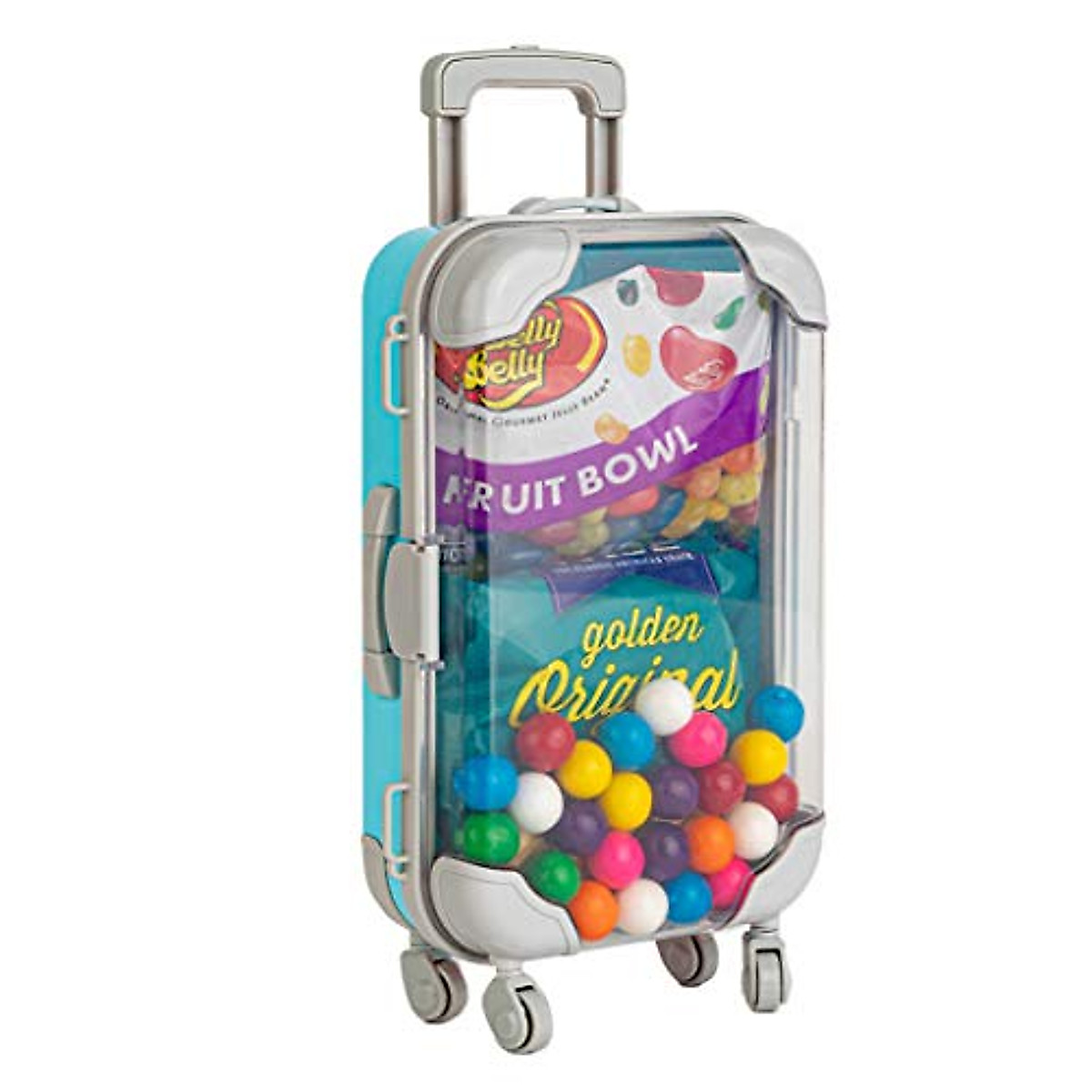 Hammont Suitcase Storage Boxes - 3 Pack - Large Capacity Pencil Case - 7.5x5x2.5 - Plastic Candy travel gift Box - Rolling with Transparent Lid | Perfect for Schools Supplies & Party Favors (Blue)