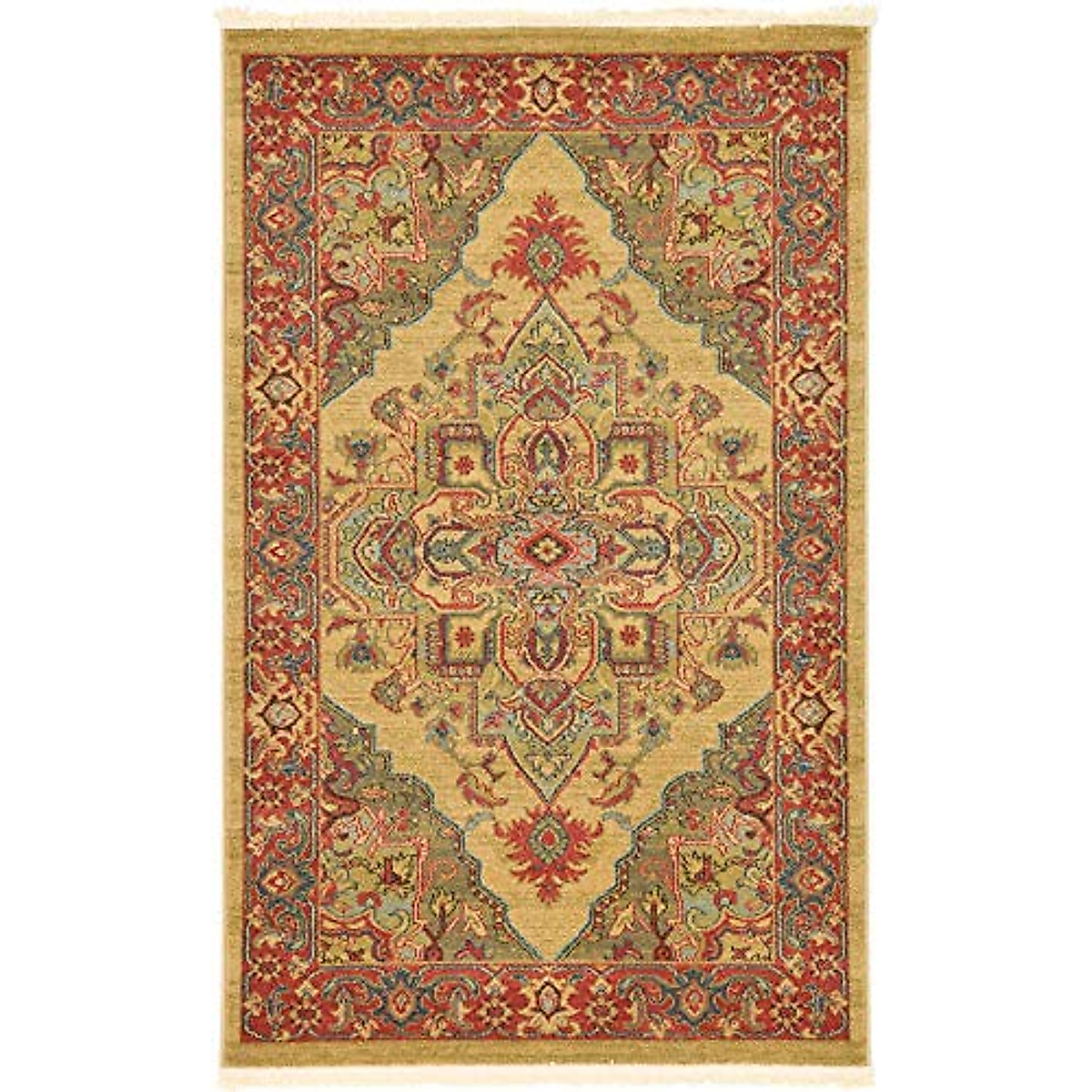 Unique Loom Sahand Collection Traditional Geometric Classic Tan Area Rug (3' 3 x 5' 3)