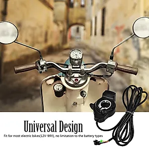 Nikou Ebike Throttle, 12V - 99V Thumb Throttle Speed Control Assembly Throttle Display Thumb with LCD Battery Voltage Display Accessory for Electric Scooter Electric Bike