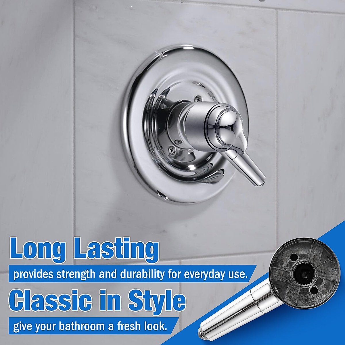 Enhon Lever Handle Replacement for 10424, Single Lever Handle Kit Compatible with Delta Series 1700 Monitor Tub and Shower Faucets, 5 in H X 2 in W Faucet Handle, Chrome