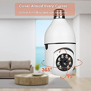 KOWVOWZ 360 Degree Security Cameras Wireless Outdoor, 2.4GHz & 5GHz WiFi Light Bulb Camera, 1080p Indoor for Home Camera System, Motion Detection, Two-Way Audio (2PCS)