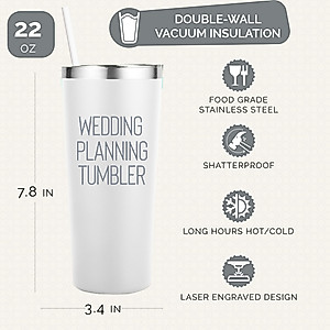 Your Dream Party Shop Wedding Planning Tumbler, 22oz - Future Mrs. Wine Cup with Lid and Straw, Perfect Engagement Gift for Bride-to-Be - Wedding Planning Gifts for Bride