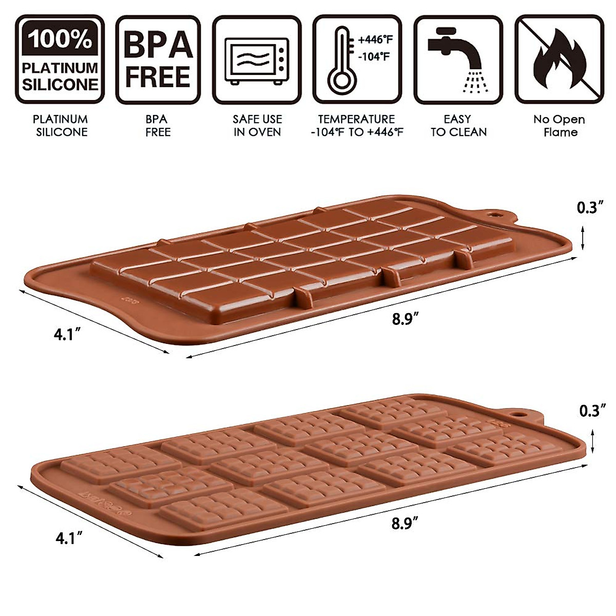 Silicone Break Apart Chocolate Molds - Candy Protein and Energy Bar Silicone Mold