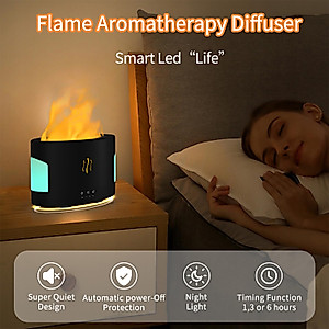 DEPULAT Flame Aroma Diffuser, 450ml Flame Fire Diffuser Humidifier, 7 Colors Changing Oil Diffuser, Aromatherapy Essential Oil Diffuser Humidifier with Remote Control for Large Room, Bedroom, Office
