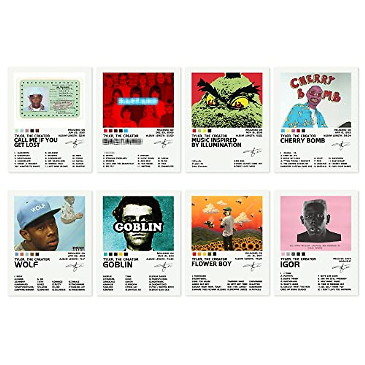 Tyler The Creator Poster - New Signature Album 8 Piece 8*10 inch Printed Canvas Poster Album Cover Frameless Poster Art Album Cover Poster Decor Living Room Dorm Poster Decor Room Aesthetic Music Poster…
