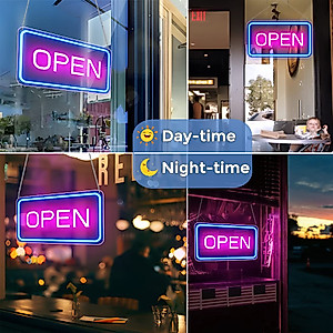 ROLANCHE Open Signs for Business Window, 16"x 9" Neon Open Sign, Bright COB Chip LED Open Sign with ON/OFF Switch, Blue & Pink Open Light Up Sign for Wall, Shop, Hotel, Horizontal