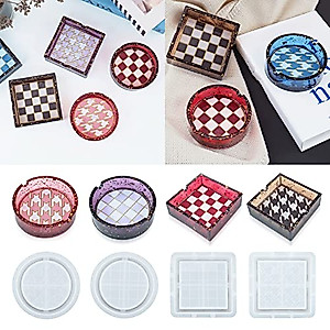 SYlive DIY Organizer Mold Round Square Ashtray Silicone Mold Household Items Storage Ornaments Handmade Mold for DIY Crafts