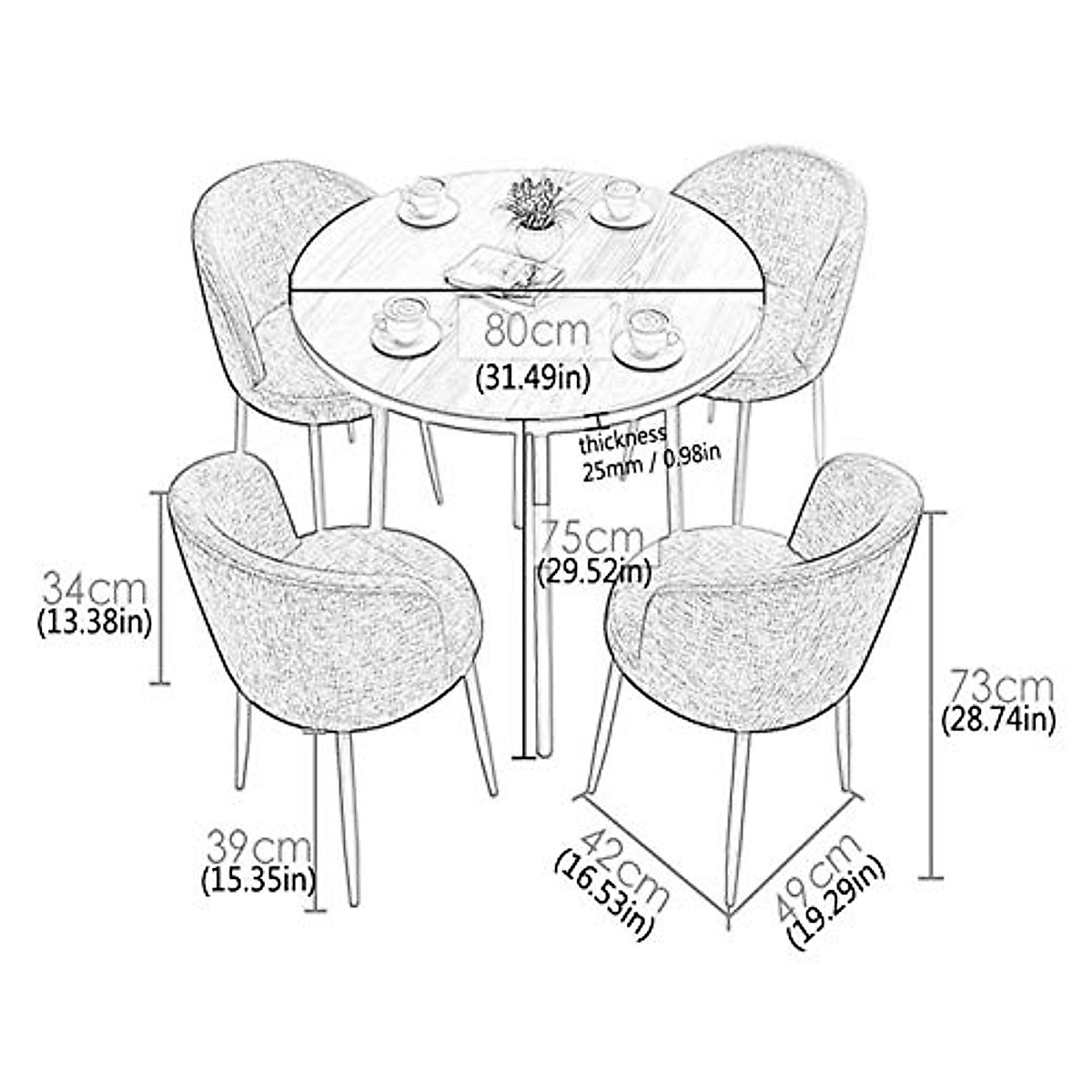IWQHQXR Office Conference Table, Home Table and Chair Set Modern Simple Leisure Wooden Round Table Living Room Study Bedroom Balcony Kitchen Dining Table (Color : Light Gray) (Color : Powder)