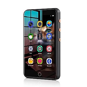 64G Mp3 Player with Bluetooth, Mp4/Story Player, Music Player, Supports FM Radio of High Volume Built-in Speaker, 4-Inch LCD Full Touch Screen, E-Book, Micro SD Card Slot Ups to 512GB (Black)