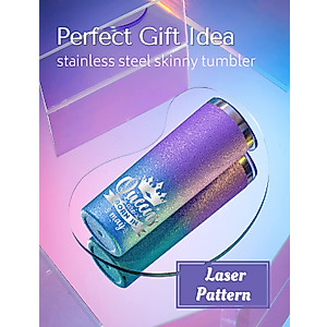 Onebttl Birthday Gifts for Women, Her, Girlfriend, Mom, Best Friends, Aunt, 20oz Stainless Steel Skinny Tumbler with Lid and Straw, Queens are Born in October - Rosegold