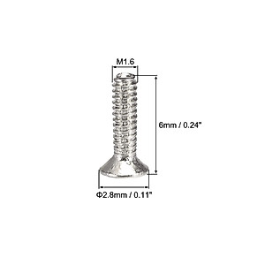 uxcell M1.6 x 6mm Phillips Screw Fastener Silver Tone for Laptop PC TV Fan Switch 500pcs