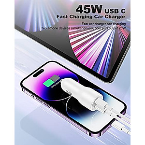 iPhone Car Charger Fast Charging, [Apple MFi Certified] 45W Dual USB C Car Charger Cigarette Lighter with 2Pack USB C to Lightning Cable Cord,Apple Car Charger for iPhone 14/13/12/11 Pro Max Plus iPad