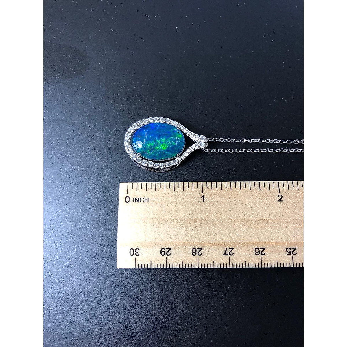 Australian Fire Opal Necklace - 18x13mm Genuine Australian Triplets Opal Necklace Pendant White Gold Plated on Sterling Silver Women's Jewelry