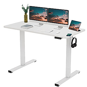 FLEXISPOT Standing Desk Electric Stand Up Desk with 55 x 24 Splice Desktop Ergonomic Memory Controller Height Adjustable Desk E150 (White Frame + 55" White Desktop)