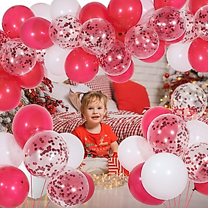 Red Balloons Party Decorations, 50 Pcs 12 In Birthday Decorations for Girls, Happy Birthday Balloons with Red Balloons and White Balloons