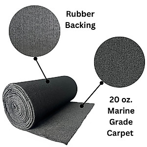Carpet, by the Foote, 20oz. 18"(in) X18'(ft) Boat Trailer Bunk Carpet, Trailer Guide Carpet, Boat Carpet, Marine Carpet, Bunk Padding, Midnight