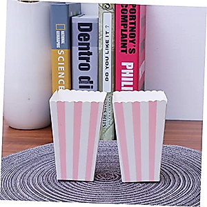 Popcorn Containers 48pcs Popcorn Box Stripe Poorn Favors Paper Birthday Supplies Wedding Food Striped Party Shower Containers Disposable Decoration Baby Candy Popcorn Cups
