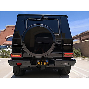 iJDMTOY Smoked Lens Dynamic Sequential Blink Laser Style Full LED Turn Signal Light Tail Lamps Compatible With 1999-18 Mercedes W463 G-Class G500 G550 G55 G63 AMG (2019 G Design)