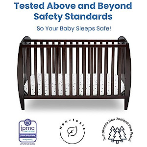 Delta Children Twinkle 4-in-1 Convertible Baby Crib, Sustainable New Zealand Wood, Dark Chocolate and Delta Children Twinkle Galaxy Dual Sided Recycled Fiber Core Crib and Toddler Mattress (Bundle)