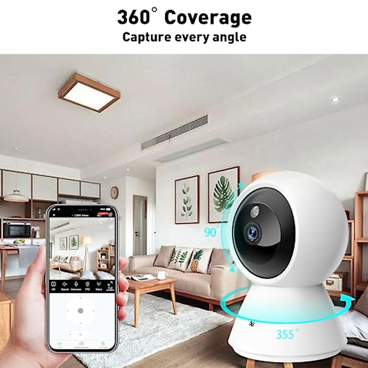 BJR 5ghz WiFi Security Cameras Indoor Pan/Tilt, 2K HD Pet Camera, Motion Detection for Baby Pet Monitor, Support for 5G/2.4G Wi-Fi, 2-Way Talk, Night Vision, Home Cam with 64G SD Card 2-Pack(CS991)