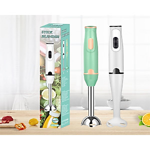 Immersion Blender, 2 Speed Electric, Hand Blender for Kitchen (White)