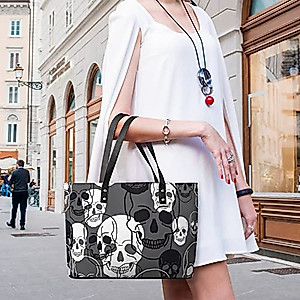 Womens Handbag Skulls Pattern Leather Tote Bag Top Handle Satchel Bags For Lady