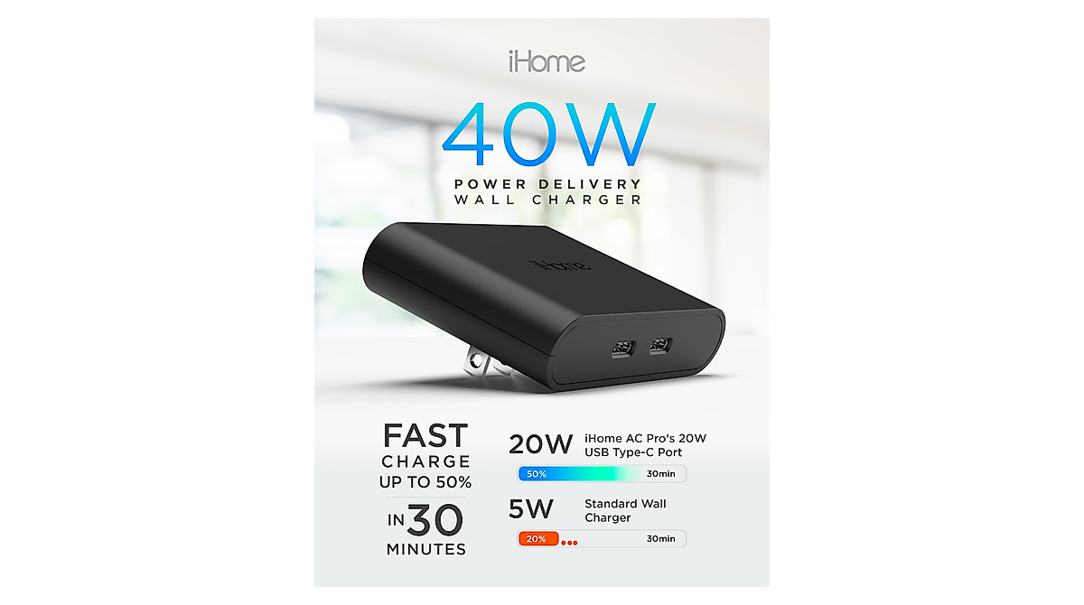 iHome Multiport USB-C Charger: Fast & Slim Design
