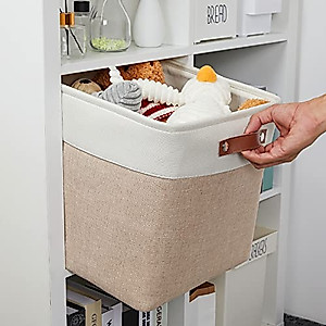 DULLEMELO Collapsible Bundle Baskets 4 Cube Baskets 13"x13"x13" + 6 Small Baskets 11.8"x7.9"x5.1"（White&Khaki)
