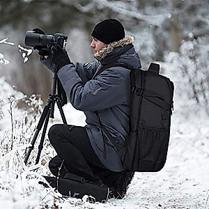 BERTASCHE Camera Backpack,DSLR/SLR Camera Bag Photography Backpack w/ 15.6" Laptop Compartment, Waterproof Camera Case for Photographer Nikon Canon Sony Camera and Lens Tripod Drone